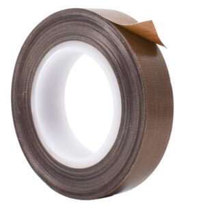 missyoung ptfe coated fabric teflon tape high heat teflon adhesive tape high temperature teflon tape for vacuum, hand and impulse sealers machine sealing tape 0.13mm thickness (1/2 inch x 33 feet)