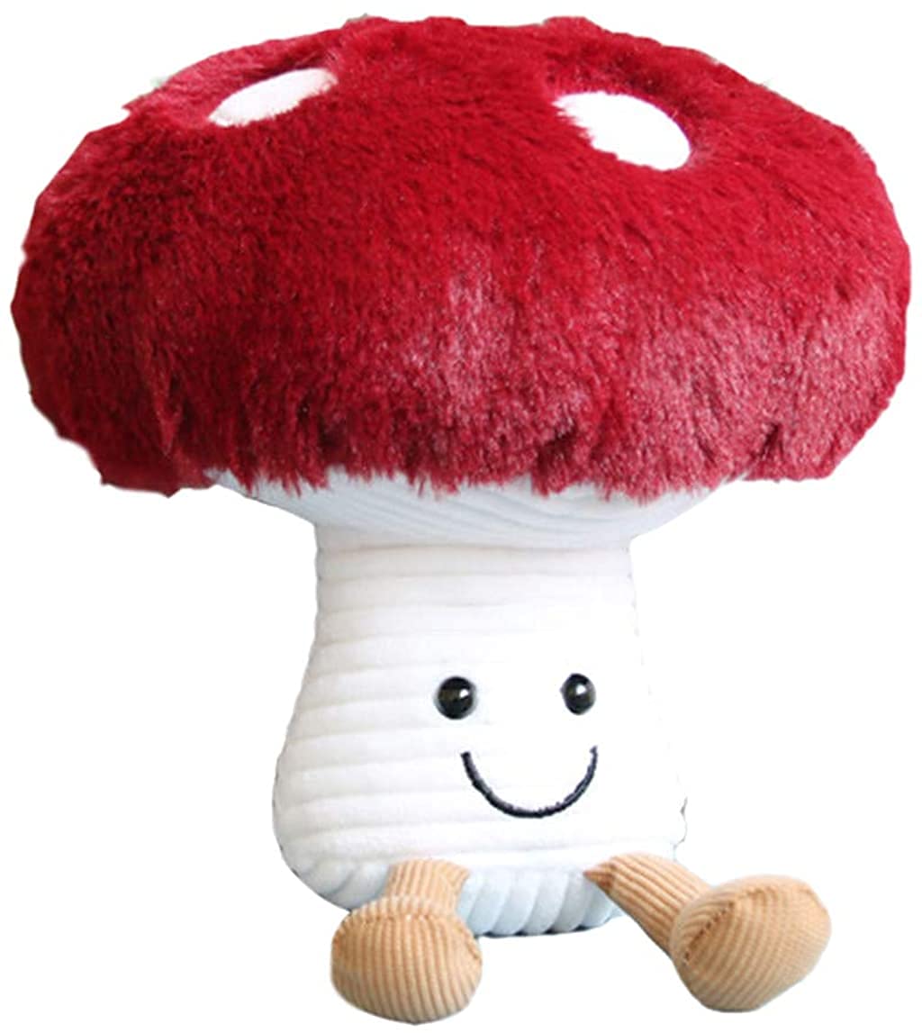 Bestsea Mushroom Plush Cute Mushroom Plushie Stuffed Animals Pillow Home Decor Kids Gift Red Mushroom Pillows Plush 7.8 Inches