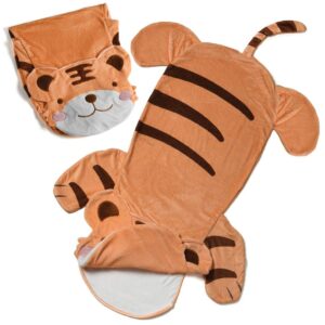 cozy tiger animal tail blanket for kids soft and comfortable kids sleeping bag sleep sacks blankets for movie night, sleepovers, camping and more - fits boys and girls ages 3-13 years