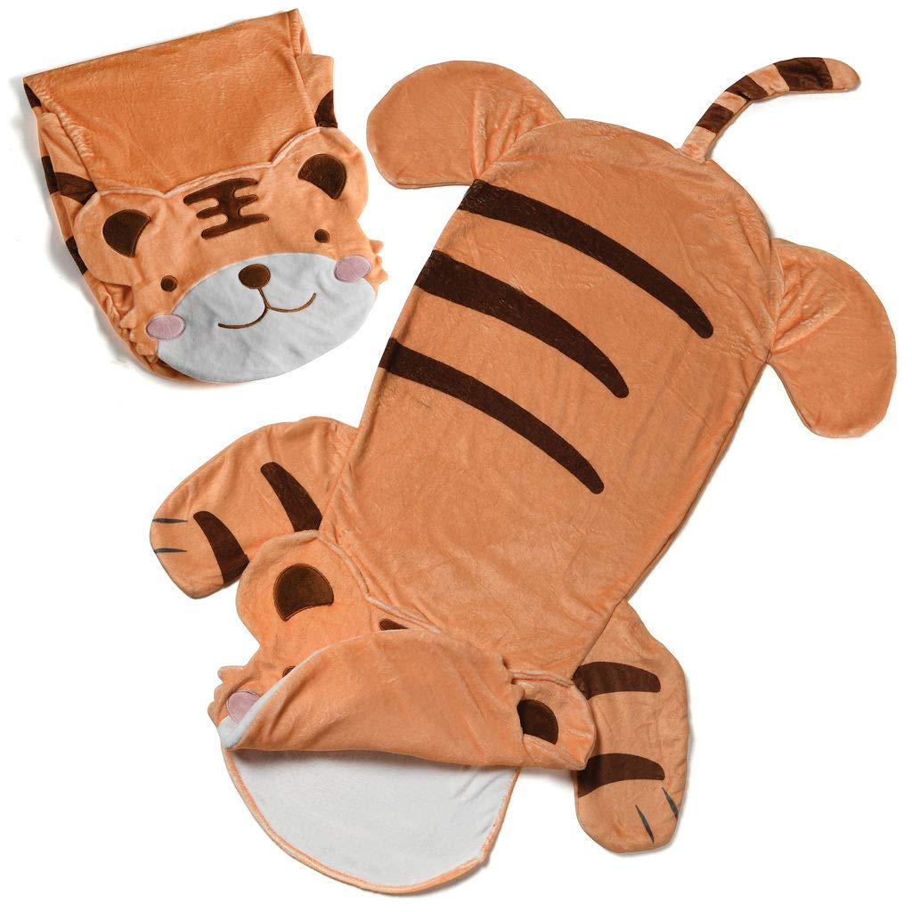 Cozy Tiger Animal Tail Blanket for Kids Soft and Comfortable Kids Sleeping Bag Sleep Sacks Blankets for Movie Night, Sleepovers, Camping and More - Fits Boys and Girls Ages 3-13 Years