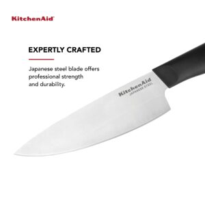 KitchenAid Classic Chef Knife with Custom-Fit Blade Cover, 6-inch, Sharp Kitchen Knife, High-Carbon Japanese Stainless Steel Blade, Black