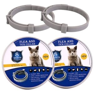 budoci pet flea collar small size flea and tick prevention for cats, 2 pack flea and tick collar for cats, 38cm/15 inch, 8 month protection