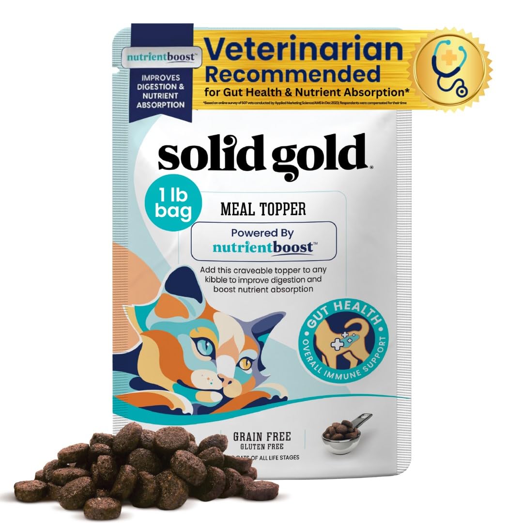 Solid Gold NutrientBoost Meal Topper for Cats - High Protein Crunchy Cat Treats Rich in Vitamins Minerals and Amino Acids - 1 Pound