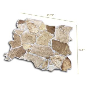 CONCORD WALLCOVERINGS ™ Retro-Art 3D Wall Panels, Pack of 10, Wild Stone in Brown Beige Grey, Faux Rock Panel, PVC, 17.5" x 23.75", Pack of 10 Cover 28.86 sq.ft. (563WB)