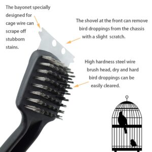 Stainless Steel Bird Droppings Cleaning Brush with Scraper Birdcage Accessory Parrot Pet Cage