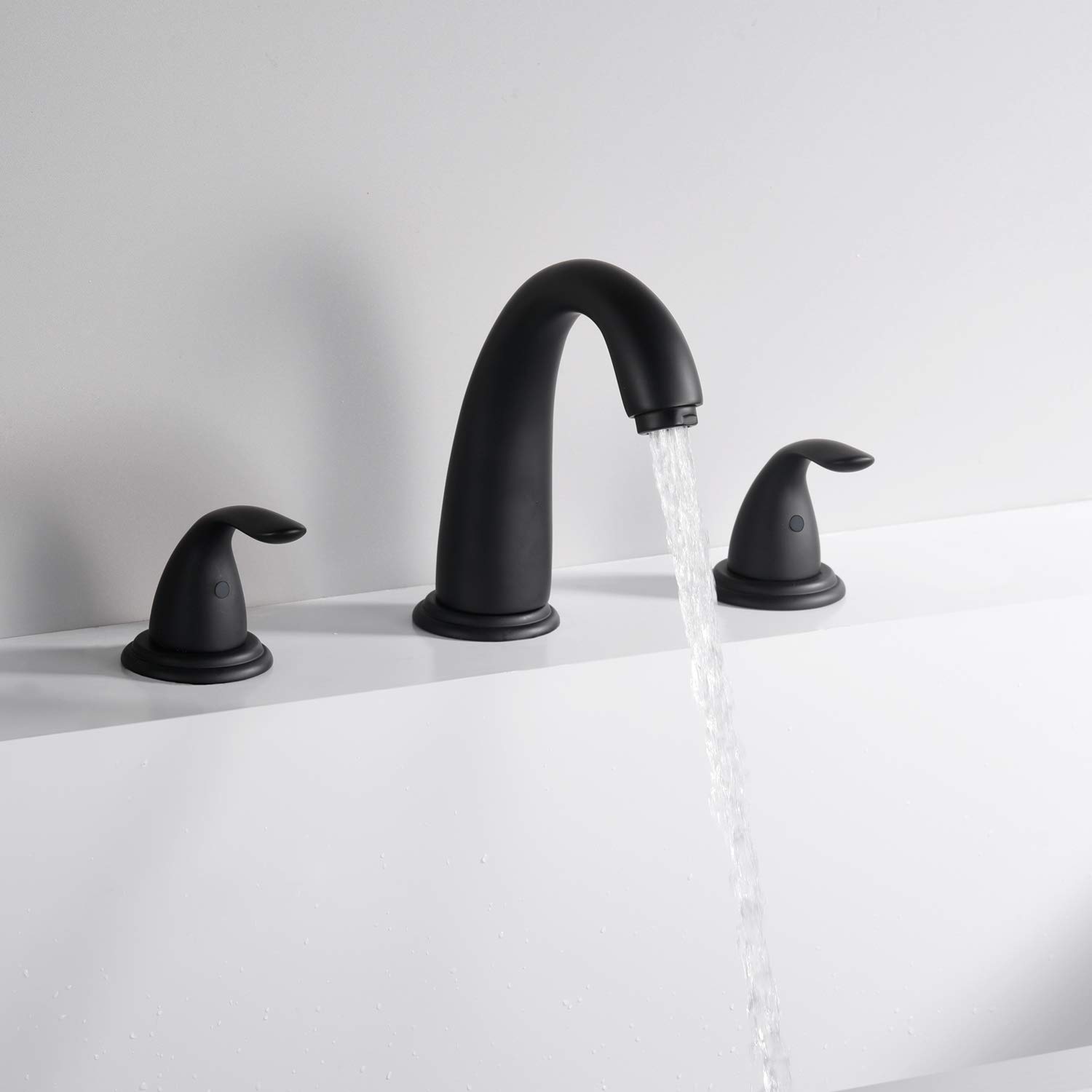 sumerain Matte Black Roman Tub Faucet with Valve, 3 Hole Deck Mount Bathtub Faucet High Flow