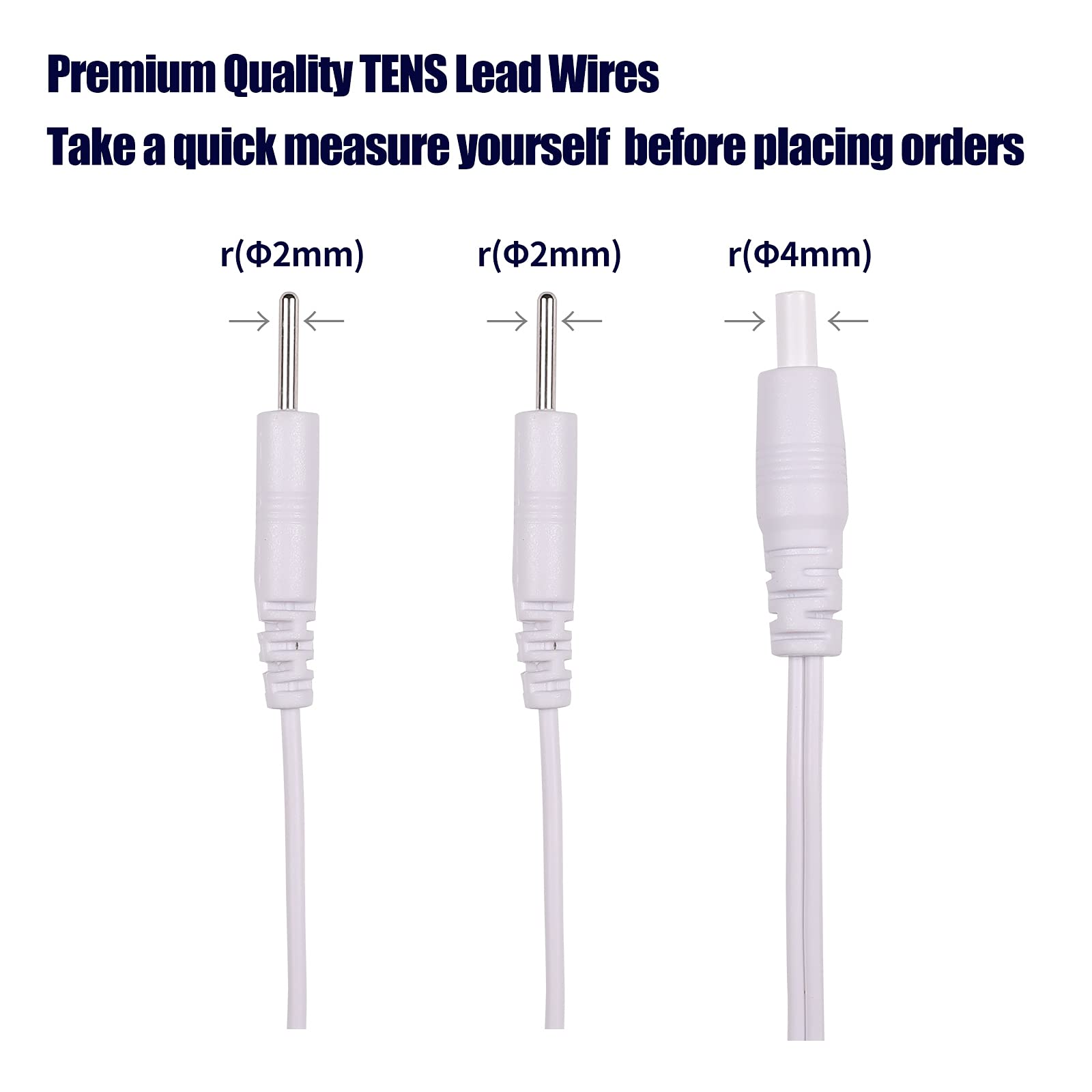 2 Count TENS Wires Pin Electrode Wires for TENS Unit Electrodes Cords Lead Wires TENS Cable