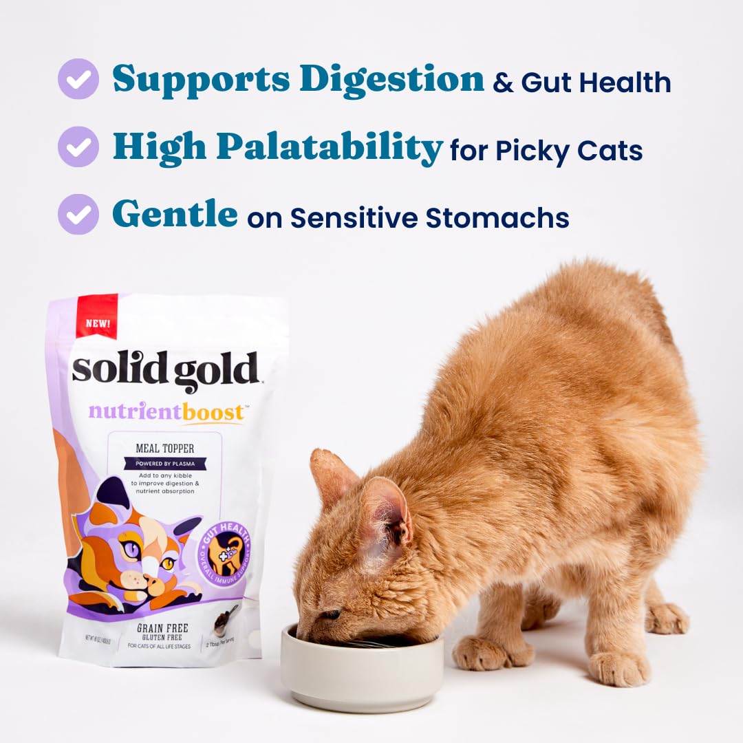 Solid Gold NutrientBoost Meal Topper for Cats - High Protein Crunchy Cat Treats Rich in Vitamins Minerals and Amino Acids - 1 Pound