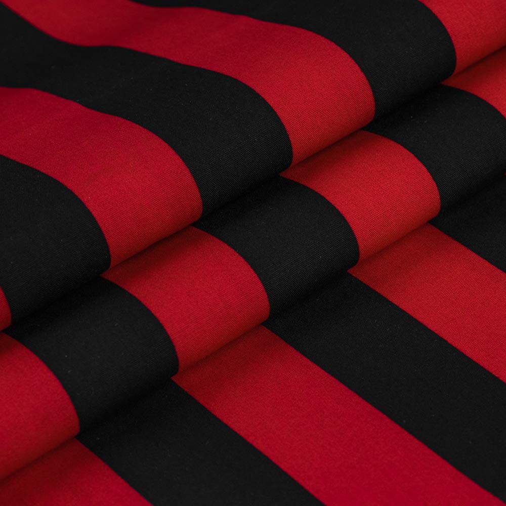 Printed Striped Cotton Fabric 100% Cotton 58/60" Wide Sold BTY (Black/Red)