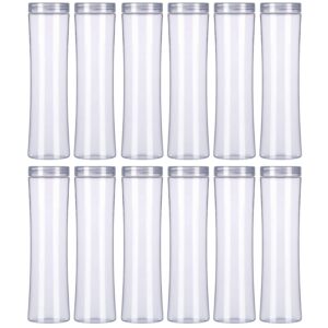 velego 12 pack clear pet empty wide mouth plastic sensory bottles with screw caps for jelly beans, juice and other beverages (diamond lids)