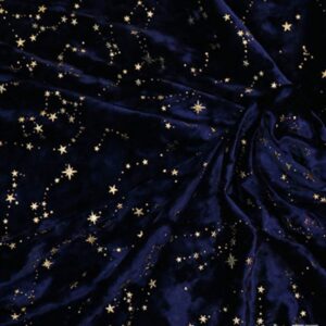 Tong Gu 57 x 39 inch Shiny Star Velvet Fabric Material for Dress Cloth DIY Craft Upholstery (Blue)