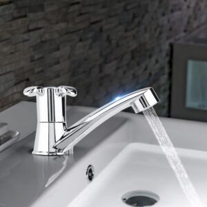 ABS Plastic Single Cold Faucet Water Tap Bathroom Basin Bath Kitchen Sink Accessories(Tail Handle) (Color : Blossom Handle)