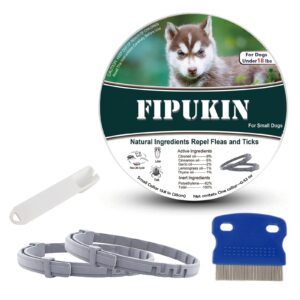 natural ingredients flea collar for small dogs,safe and effective flea and tick collar, waterproof,8 months protection each collar,free comb and tick scoop,13.8 inches,2-pack