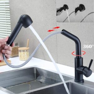 Bathtub Faucet Kitchen Mixer Sink Tap, 360 ° Spin Kitchen Mixer taps, Single Lever Pull Out Sprayer Cold and Hot Water Mixer Faucet, Kitchen Sink Taps