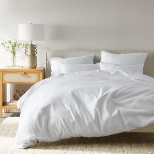 Lasuens 100% Lyocell Duvet Cover Soft, Silky and Breezy (Queen/Full Set, White)