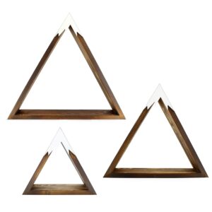 auldhome design rustic boho mountain shelves (nesting set of 3); mountain-shaped wooden floating decorative shelves