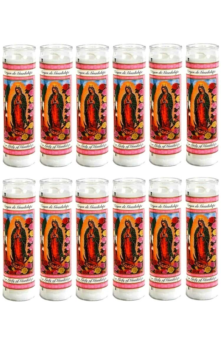 Our Lady of Guadalupe Religious Candle, Devotional, Vigil, Novena, Prayer, Saints, Candles, White, 12pk (1 Case)