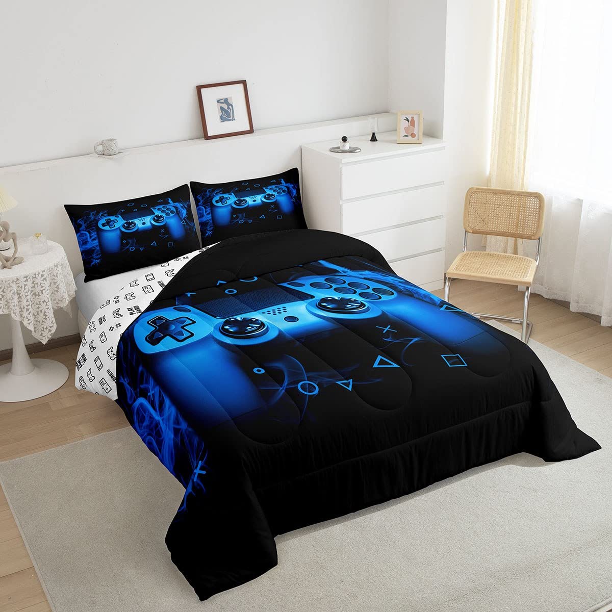 Feelyou Gamer Comforter Set Twin Size Boys Gaming Bedding for Kids Teens 2 Pcs