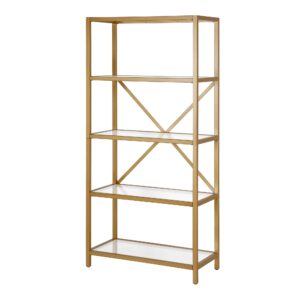 etta 63'' tall rectangular bookcase in brushed brass