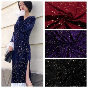 Tong Gu 57 x 39 inch Shiny Star Velvet Fabric Material for Dress Cloth DIY Craft Upholstery (Blue)