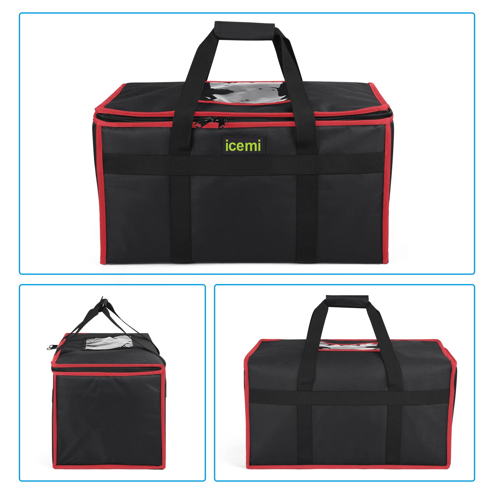 iceMi Catering Food Delivery Bag with Hot and Cold Delivery Bag for Food Delivery,Picnic,BBQs,Parties,Shopping,Family Holiday