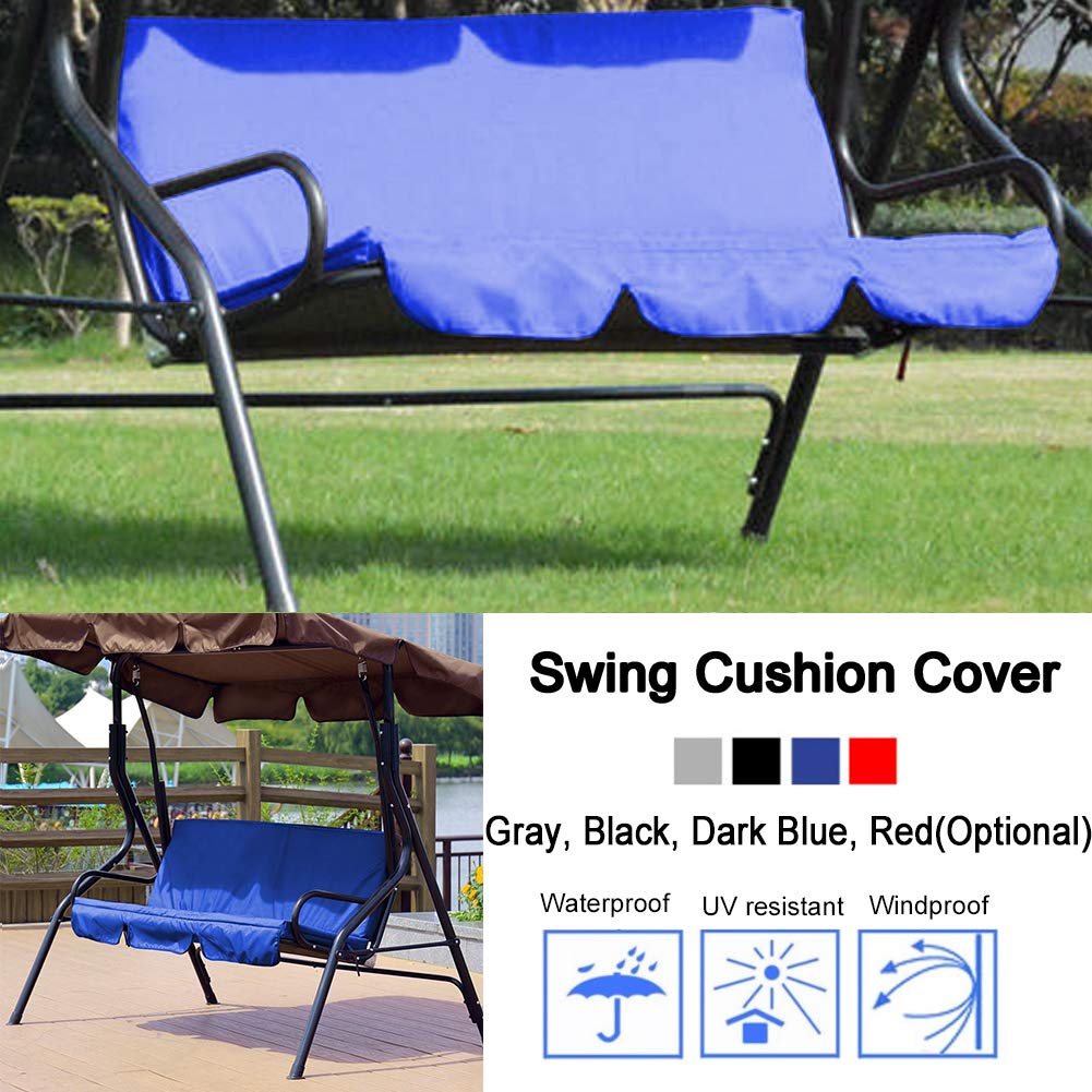 Swing Seat Cushion Cover Replacement, Waterproof Polyester Taffeta Fabric 3Seat Swing Chair Bench Cushion Cover Swing Hammock Protector for Garden Yard Park Outdoor 59.1x19.7x3.9in