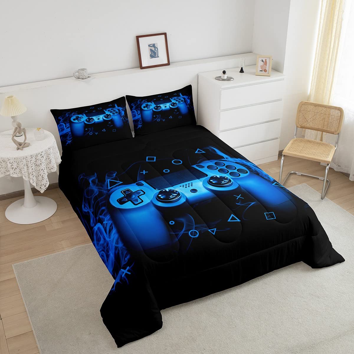 Feelyou Gamer Comforter Set Twin Size Boys Gaming Bedding for Kids Teens 2 Pcs