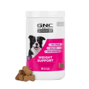 gnc pets advanced weight support dog supplement soft chews | weight control dog supplement for adult dogs | 90 ct chicken flavor weight management dog supplement,ff14874