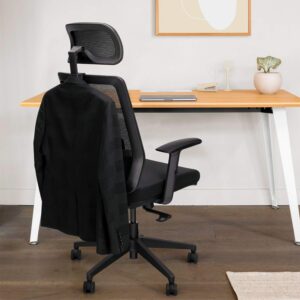 Furmax Ergonomic Office Chair, High Back Desk Chair with Adjustable Headrest, Lumbar Support and Armrests, Mesh Computer Chair with Clothes Hanger (Black)