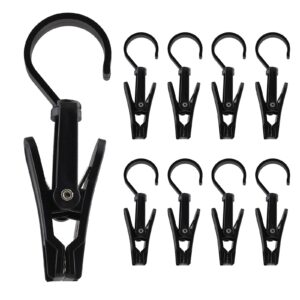 jiozermi 20 pcs laundry hooks clip, plastic clothes pins, super strong hanger clips, swivel hooks clip for clothing store home office & workshop, black