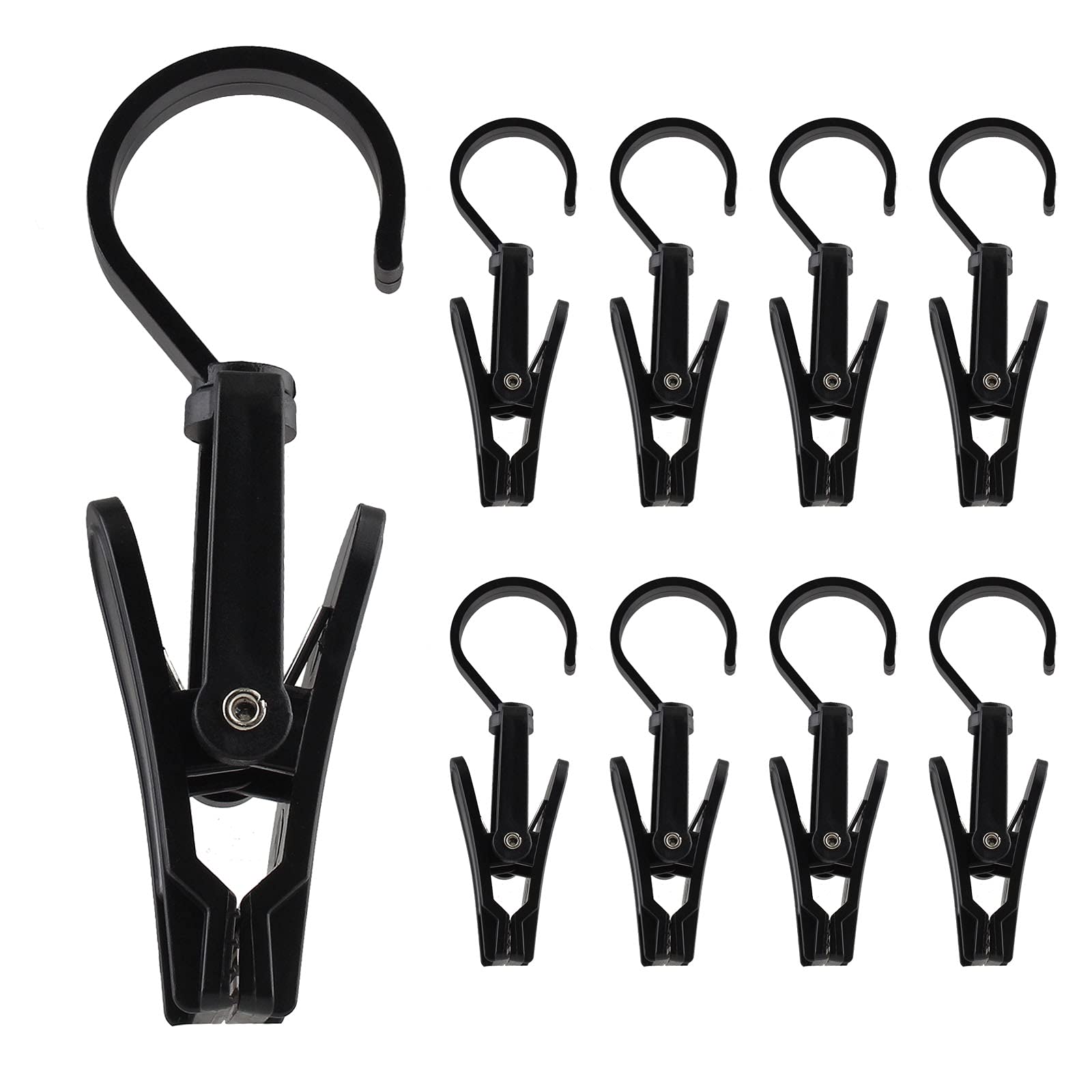 Jiozermi 20 PCS Laundry Hooks Clip, Plastic Clothes Pins, Super Strong Hanger Clips, Swivel Hooks Clip for Clothing Store Home Office & Workshop, Black