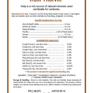 Thorvin Organic Kelp Meal - Kelp Nutrients for Livestock and Pet - Natural Seaweed Fertilizer Harvested and Dried in Iceland - Sea Kelp for Cattle, Goat, Sheep and Horses, 40 lbs - Made