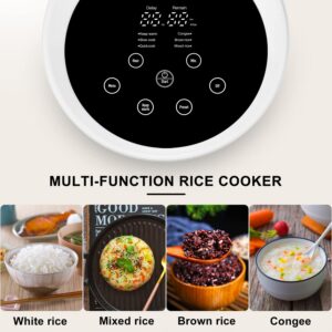 Mishcdea Small Rice Cooker 3-Cup Uncooked, Mini Rice Cooker Ceramic Nonstick for 1-2 People, Multi Menus with Smart Touch Screen, Timer & Warmer, for Quinoa, Oats and Grains, White