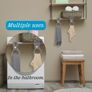 Tatuo 3 Pieces Crochet Dish Towel Holder Hanging Hand Towels Ring Towel Holder for Kitchen Towels with Loop Bathroom Towel Hanger for Housewarming (Gray)