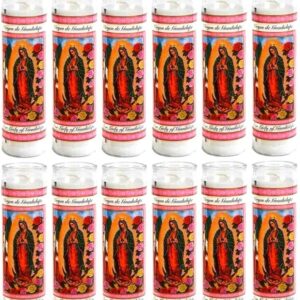 Our Lady of Guadalupe Religious Candle, Devotional, Vigil, Novena, Prayer, Saints, Candles, White, 12pk (1 Case)