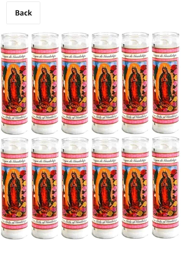 Our Lady of Guadalupe Religious Candle, Devotional, Vigil, Novena, Prayer, Saints, Candles, White, 12pk (1 Case)