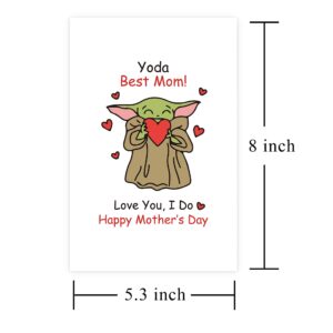 Cute Yoda Best Mom Card, Unique Happy Mother's Day Card, Sweet Birthday Greeting Card for Mom