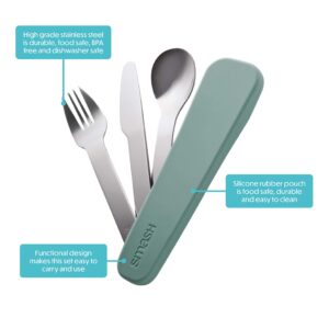 Smash Reusable Stainless Steel Travel Utensils/Cutlery Set with Silicone Case Sage