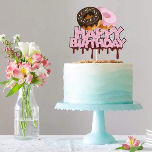 Donuts Happy Birthday Cake Topper, Candy Doughnut Cake Decor, Dessert Donut Theme Birthday Party Supplies, Donut Grow Up Party Decoration