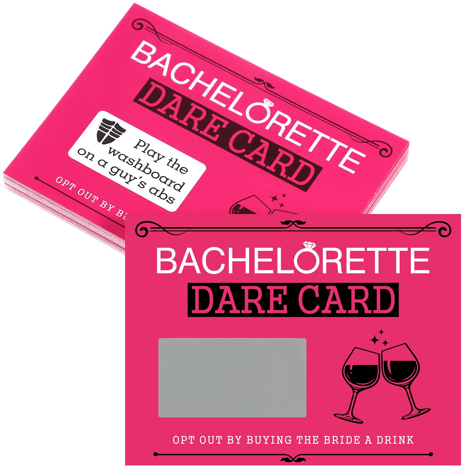 35 Pieces Girls Single Party Dare Cards Scratch Off Cards Night Out Scratch Off Activity Funny Dares Cards for Wedding Showers Bridal Party Supplies (Wine Glass)