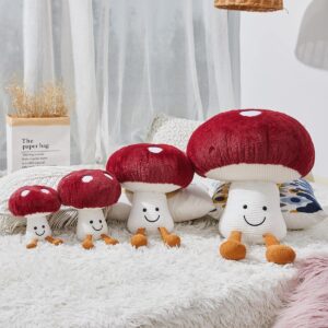 Bestsea Mushroom Plush Cute Mushroom Plushie Stuffed Animals Pillow Home Decor Kids Gift Red Mushroom Pillows Plush 7.8 Inches