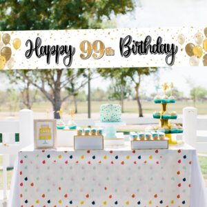 LASKYER Happy 99th Birthday Decorations,99th Gold Balloon Large Birthday Hanging Banner Sign,99 Years Old Bday Party Supplies.