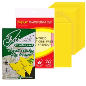 faicuk 20 pack yellow sticky traps and 20 pack houseplant sticky traps