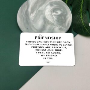 Vadaka Friendship Card Gift Best Friend Card Gift Metal Wallet Insert Card for Teens Friend Inspirational Card Appreciation Gift Engraved Wallet Inserts Card Birthday Graduation Gifts for Sister Card