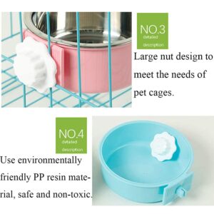 QIYADIN Stainless Steel Removable Pet Food Bowl, Anti-overturn Water Feeder Container, Suitable for Small Dog/Cat/Rabbit, 2 Set of Crate Bowls, Easy to Install and Clean