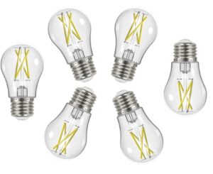 satco (6 pack) vintage edison dimmable led filament bulb, s12400, high lumens, 5 watt, a15; clear; medium base; 2700k; 90 cri; 120 volt for use at residential, hospitality, display and commercial