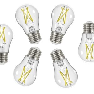 Satco (6 Pack) Vintage Edison Dimmable Led Filament Bulb, S12400, High Lumens, 5 Watt, A15; Clear; Medium Base; 2700K; 90 CRI; 120 Volt for use at Residential, Hospitality, Display and Commercial