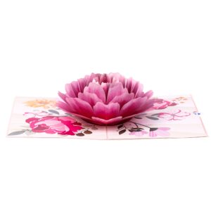 TRUANCE Pop Up Greeting Card, Pink Peony Flower, Birthday, Thank You Card, All Occasions