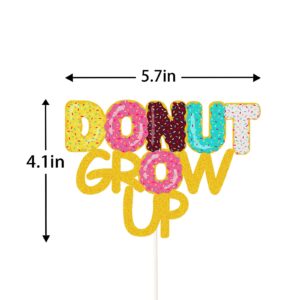 Gold Glitter Donut Grow Up Cake Topper, Doughnut Happy Birthday Cake Decor, Dessert Donut Theme Birthday Party Supplies, Donut Grow Up Party Decoration