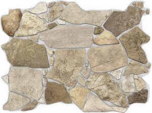 concord wallcoverings ™ retro-art 3d wall panels, pack of 10, wild stone in brown beige grey, faux rock panel, pvc, 17.5" x 23.75", pack of 10 cover 28.86 sq.ft. (563wb)